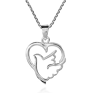 AeraVida Holy Spirit Dove of Love and Peace .925 Sterling Silver Pendant Necklace | Bird Necklace Women Jewelry | Gift for HER