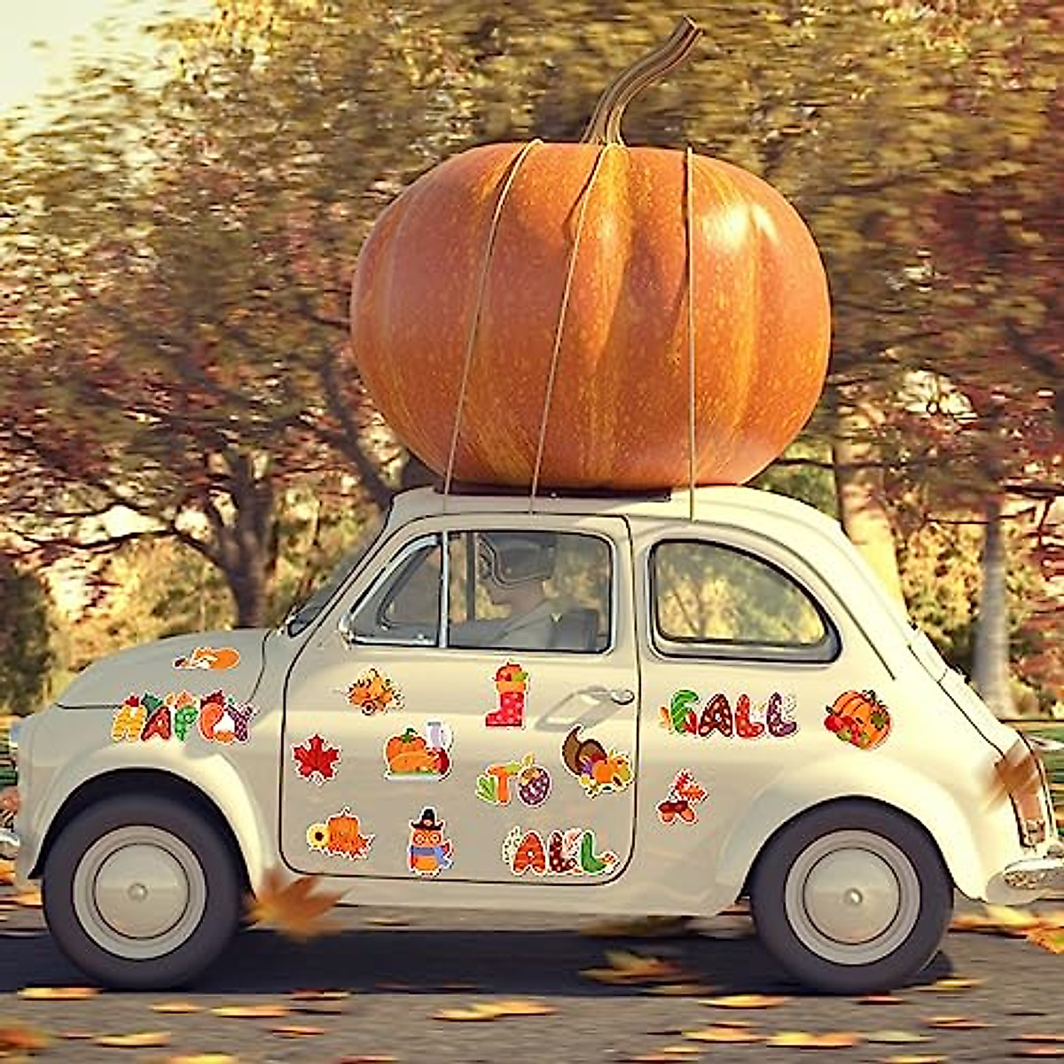 15Pcs Fall Magnets Decorations, Fall Reflective Car Refrigerator Magnets, Holidays Magnetic Stickers, Autumn Leaves Pumpkin Magnet Decal Accessories Thanksgiving Decoration for Garage Door Car Fridge