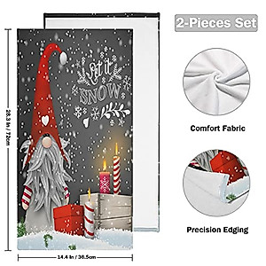 VIGTRO Winter Christmas Gnome Hand Towels for Bathroom 2 Pack, Ultra Soft and Highly Absorbent, Let It Snow Decorative Fingertip Face Towel for Home, Kitchen,Hotel