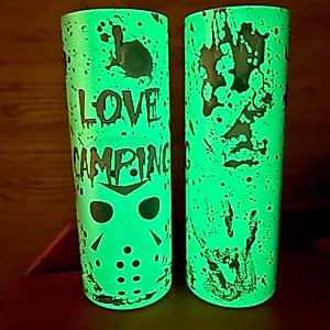 Gteller UV Change Color Sublimation Skinny Tumbler Glow In The Dark, Double Wall Stainless Steel Vacuum Insulated Slim Staight Travel Mug (Blue)