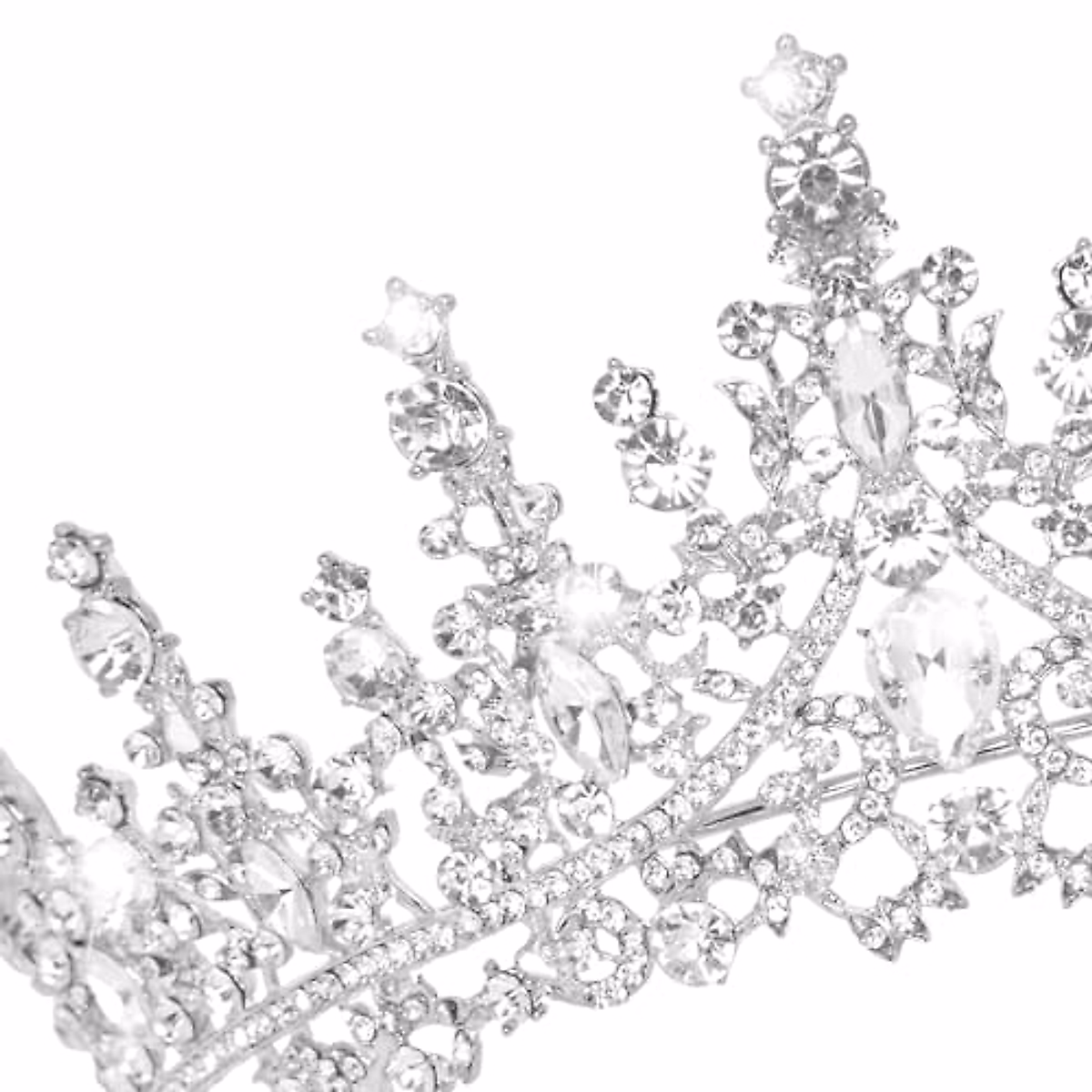 Trnerm Crystal Wedding Crown for Women, Silver Queen Princess Crown, Rhinestone Tiara for Women, Hair Accessories for Quinceanera Pageant Prom Birthday Halloween Cosplay