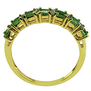 Carillon Tsavorite 2.5MM Natural Gemstone 925 Sterling Silver Ring Wedding Ring (Yellow Gold Plated) for Women (7)