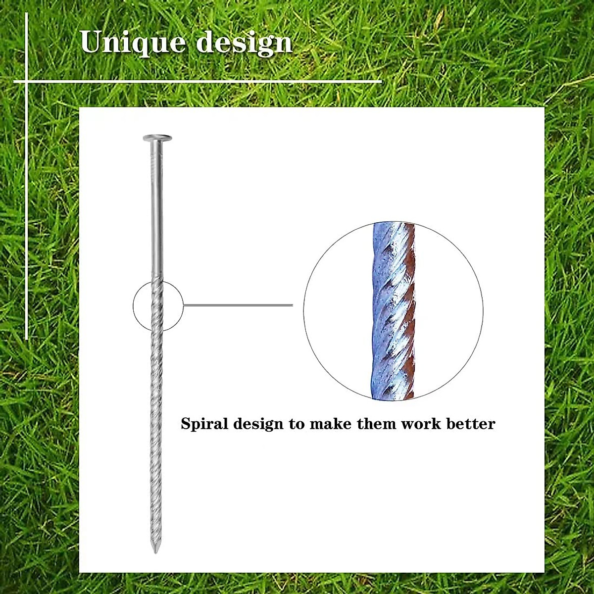 Uitose 14 Count Outdoor Rv Rug Stakes, Stainless Steel Spira Patio Mats Stakes, Used for Fixing Rugs, Tents, Tarps, and RV Mats，Rv Camping Accessories for Outside,Camper Must Haves