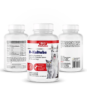 D-Kaltabs Phosphorus, Calcium Vitamin D3 Supplement for Dogs & Cats, Prenatal Pet Vitamins, Daily Pet-Tabs, Strong Nail, Teeth Support, 84 Chewable Tablets