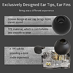 YINYOO CCZ Melody in-Ear Monitors Earphones Headphones Wired Earbuds Without Microphone IEM HiFi Bass with 1DD 1BA, Ear fins, 4N OFC Cable for Musicians, Singer, on Stage, Studio(no mic, Clear Black)