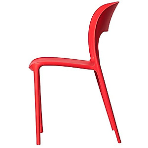 Fabulaxe Modern Plastic Outdoor Dining Chair with Open Curved Back, Red Set of 4