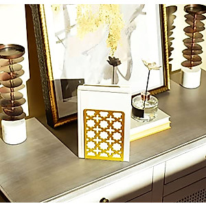 CNK Book Ends Bookends for Decorative Books Holder Bookend Shelves End Hold Heavy Duty Holders Stoppers Metal Stopper Cute Boho Bookshelf Holds Cookbook Office Home Set of 2 Bookends Pair Gold