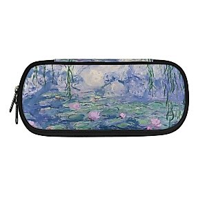 JooMeryer Monet Water Lilies Oil Painting Pen Pencil Case Organizer Holder Pencil Case for Girls Boys Teen Students,Monet Water Lilies