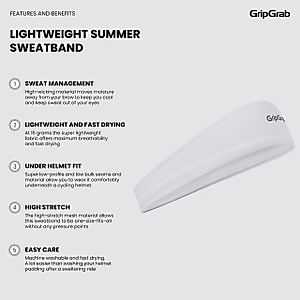 GripGrab Summer Cycling Sweatband Lightweight Breathable Under Helmet Sweatband Running Headband Cycling Helmet Liner Thin