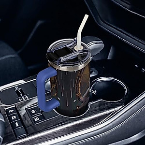 40 Oz Vacuum Tumbler with Deep Blue Handle Leakproof Insulated Tumbler Wolves And Dream Catchers Stainless Steel Travel Mug with Lid And Straw Coffee Cup Cute Water Bottles Cup Holder Friendly