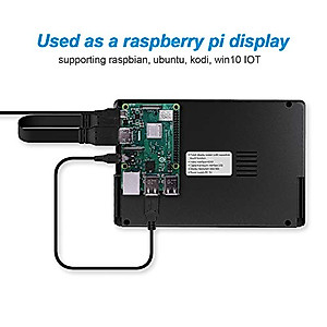 ETEPON Capacitive Touch LCD Display HDMI Input 1024× 600 with Case Stand for 7 Inch Raspberry Pi Screen (EP711), Black