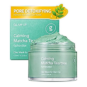 Glam Up - Calming Matcha Tea tree Clay Mask - Vegan Face Mask, Deep Cleansing, Calming Clay Mask for acne, Gentle Exfoliating Pore Purifying Skincare Face Mask, Acne Treatment, Blackhead remover - (125ml/4.23 Oz)