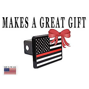 Thin Red Line Flag Trailer Hitch Cover Plug US Firefighter Fire Fighter Truck Department FD