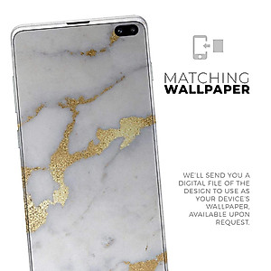DesignSkinz Marble & Digital Gold Foil V1 Protective Vinyl Decal Wrap Skin Cover Compatible with The Samsung Galaxy S20 (Screen Trim & Back Glass Skin)