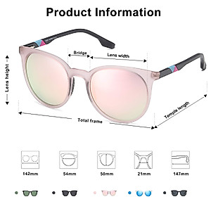SOJOS Oversized Round Polarized Sports Sunglasses for Women Men, Ultralight TR90 Frame Sport Sunglasses SJ2092, Matte Crystal Greyish Pink Frame/Pink Mirrored Lens
