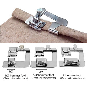 7PCS Sewing Presser Foot Kit Includes 6PCS Rolled Hem Presser Foot and 1PCS Universal General Purpose Zig Zag Foot for Most Low Shank Snap-On Singer, Brother, Babylock, Janome Sewing Machines
