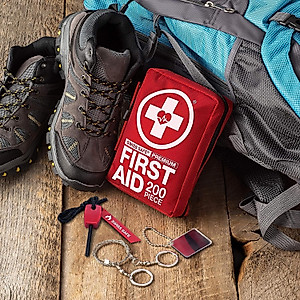 Swiss Safe 2-in-1 First Aid Kit for Car, Travel & Home, Businesses - Bonus Mini Kit for Medical Emergency Aid, Survival, Camping - FSA & HSA Eligible - 200 Pcs, Medium FAK