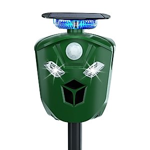 X-PEST 360° Solar Animal Repeller Motion Activated Deer Repellent Devices Ultrasonic Cat Deterrent Outdoor Waterproof Dog Repellent for Yard, Repel Raccoon Skunk Rabbit & More - USB Rechargeable