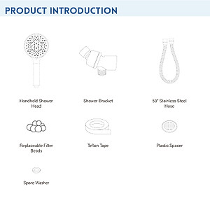 Ryamen Filtered Shower Head with Handheld，Black High Pressure 9 Spray Mode Showerhead with Hose,Bracket and Minerals Stones Replacement Filters for Hard Water,Anti-clog & Powerful to Clean
