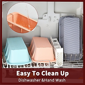 MONGSEW 3PCS Silicone Bread Loaf Pan, Non-Stick Bread Pans for Baking, Easy Release Loaf Pan, Great for Homemade Bread, Cakes, Brownies, Dishwasher Safe (3 Colors, Nesting Design)