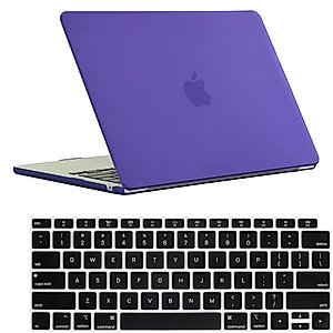RUBAN Case for MacBook Air 13 inch Case 2022, 2021-2018 Release A2337 M1 A2179 A1932 - Protective Snap On Hard Shell Cover and Keyboard Cover for Version MacBook Air 13 with Touch Bar (Purple)