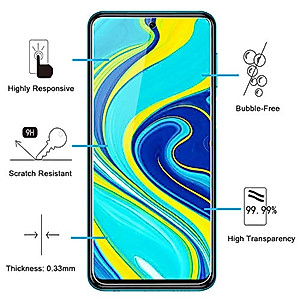 NEW'C 3 Pack Designed for Xiaomi Redmi Note 9S, 9 Pro, 9 Pro Max Screen Protector Tempered Glass, Case Friendly Anti Scratch Bubble Free Ultra Resistant