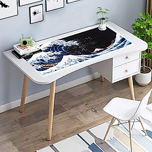 iLeadon Extended Gaming Mouse Pad - Non-Slip Water-Resistant Rubber Base Computer Keyboard Mouse Mat, 35.1 x 15.75-inch XX-Large, Ideal Partner for Work & Game, Sea Wave