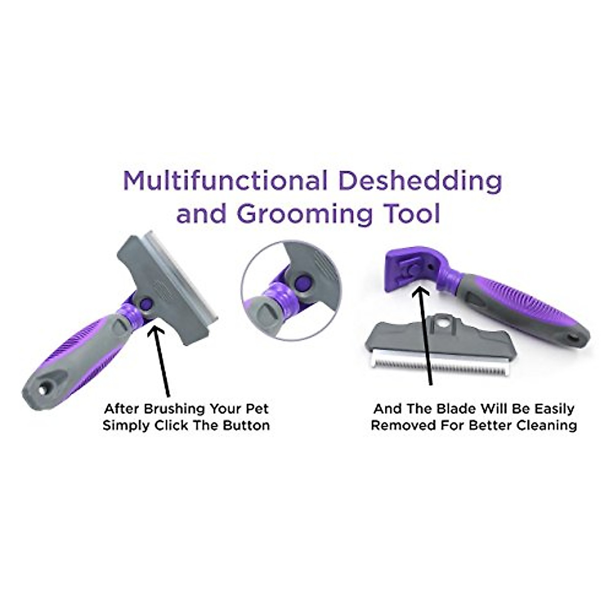 Hertzko Pet Deshedding Tool Gently Removes Shed Hair - for Small, Medium, Large, Dogs and Cats, with Short to Long Hair