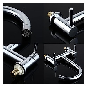 Chrome Kitchen Faucet Bath Hot and Cold Water Mixer Crane Deck Mounted Vessel Sink Mixer Tap Swivel Dual Handle Basin Tap,Basin Faucet