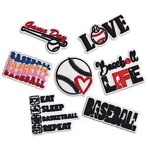 WSPXX 30 Pieces Baseball Ball Shoe Charms Boys Girls Kids Sports Exercise Shoes Decorations Charms