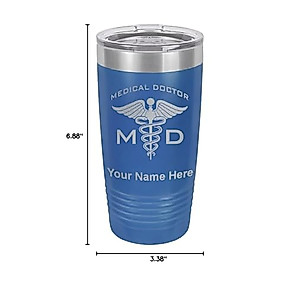 LaserGram 20oz Vacuum Insulated Tumbler Mug, MD Medical Doctor, Personalized Engraving Included (Dark Blue)