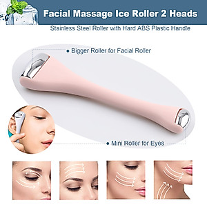 Mini Eye Ice Roller for Eye Puffiness, Facial Ice Roller and Mini Eye Roller 2 In 1, Eye Massager for Migraine Relief, Tighten Pores, Under-eye Relief, Pain Relief, Reduce Wrinkle Puffy for Arms Legs