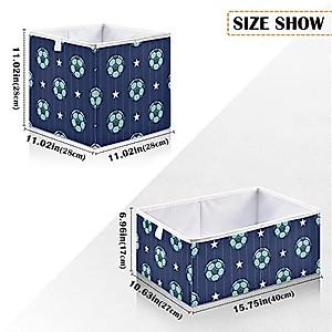 Soccer Sport Cube Storage Bin Collapsible Storage Bins Waterproof Toy Basket for Cube Organizer Bins for Toys Nursery Kids Closet Book Bathroom Office - 11.02x11.02x11.02 in