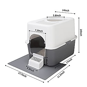 Sfozstra Cat Litter Box with Lid, Fully Enclosed Splash-Proof Litter Box,Top Entry Cat Litter Box, Easy to Assemble and Installation (Grey, Small)