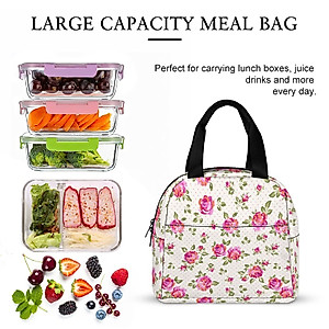 Roses Lunch Bag for Women Men, Insulated Meal Bag, Lunch Tote Bag for Work Outdoor