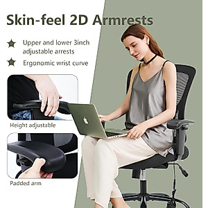 Big and Tall Office Chair 500lbs, Ergonomic Computer Chair Height Adjustable Mesh Chair Heavy Duty Chair, Wide Seat Computer Executive Desk Chair with Adjustable Armrest, Lumbar Support, Black