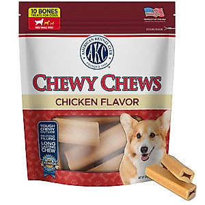 American Kennel Club Chewy Chews Small Breed Long-Lasting Chicken Flavor Dog Chews, Naturally Flavored, Helps Remove Tartar, 10 Count