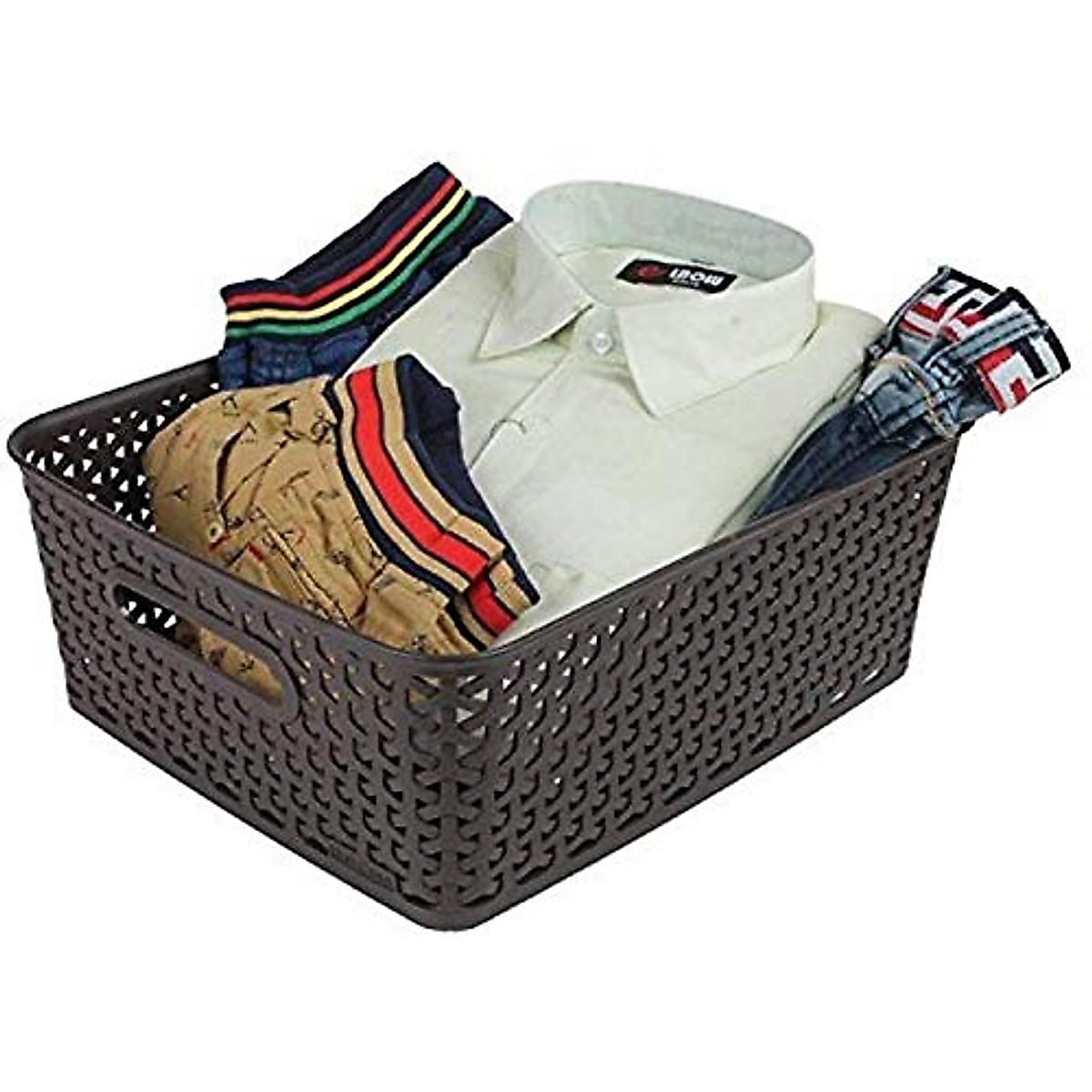 Kuber Industries Plastic 3 Pieces Small Size Multipurpose Solitaire Storage Basket with Lid (Multi) -CTLTC10899