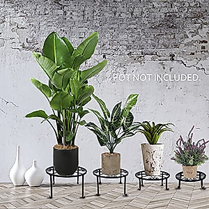 yosager 4 Pack Metal Plant Stands for Flower Pot, Heavy Duty Potted Holder, Indoor Outdoor Metal Rustproof Iron Garden Container Round Supports Rack for Planter