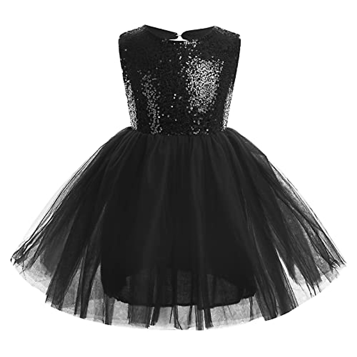 Baby Girl Princess Sequins Tulle Pageant Dress for Cake Smash Birthday Baptism Party Wedding Communion Backless Dance Gown Black 4 Years