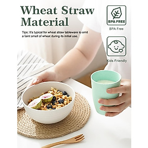 GENLGE Plastic Drinking Cups Reusable 12 OZ, Wheat Straw Cups Unbreakable Cups for Kitchen - BPA Free Cups Dishwasher Safe Plastic Tumbler Cups Set of 8