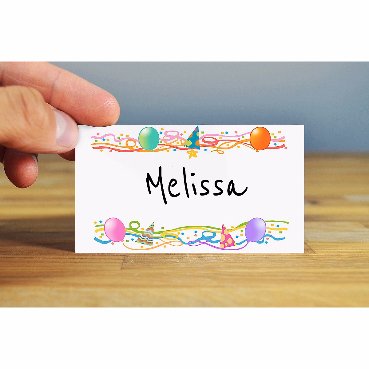 Stonehouse Collection Birthday Party Place Cards - 25 Happy Birthday Guest Seating Name Cards - Party Table Tents - Name Cards (Balloons & Confetti)