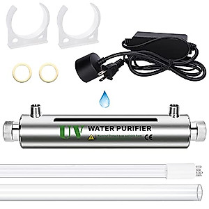 TAISHAN Ultraviolet Water Purifier Sterilizer Filter for Whole House Water Purification,2GPM 21W 110V,1 UV Lamp + 1 Quartz Sleeve