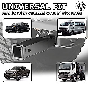 VaygWay Trailer Hitch Receiver Tube Extender – Tube Extenders for 2” Receiver + 7” Length- Heavy Duty 3500 Lbs GTW Pin and Clip (1 Pack)