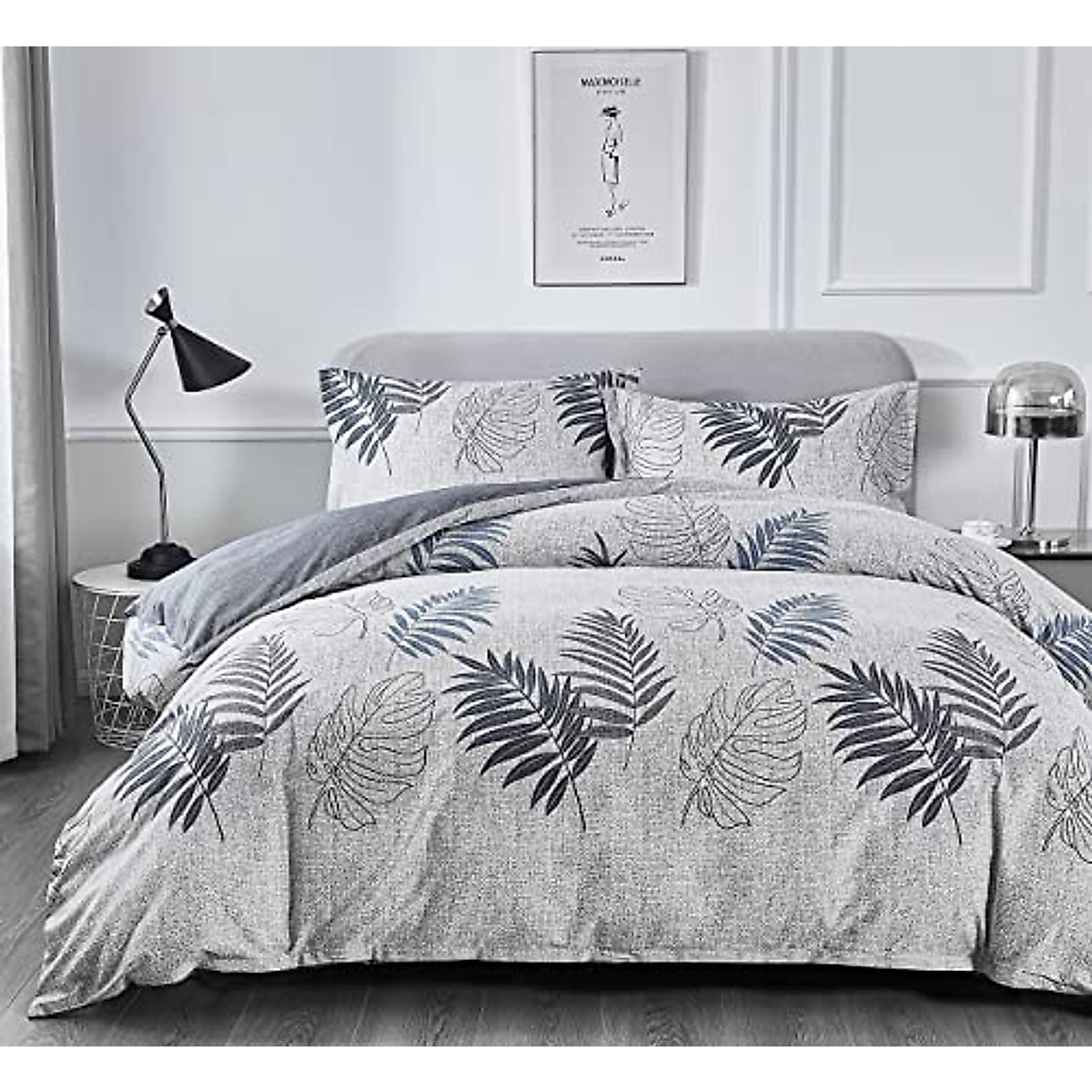 OAITE Duvet Cover Set,100% Cotton Comforter Cover with Floral Pattern Duvet Cover Set,Soft Bedding Set Includes with 3 Piece (2 Pillow Shams,1 Duvet Cover)