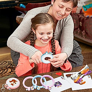 WATINC 5Pcs Embroidery Kit for Kids Stamped Cross Stitch DIY Key Chain with Woodland Animal Patterns Needlepoint Starter Kits Craft Supplies for Beginners Adults Schoolbag