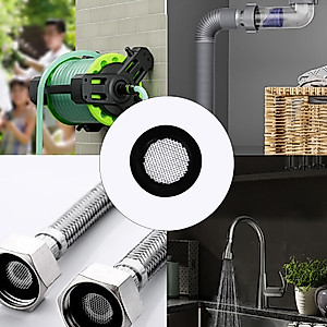 AUXBC 1Inch 8PCS Shower Filter Gaskets+8PCS Rubber Washers, Seal Faucet Washers, O Ring Hose Gasket Filter Net Shower Head Gasket Rubber Washer for Water Faucet Shower Garden Hose Connector