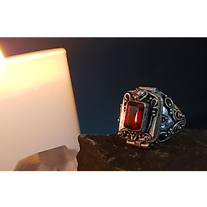 Sterling Silver Garnet Poison Box Locket Ring Size 8(Sizes 4,5,6,7,8,9,10)
