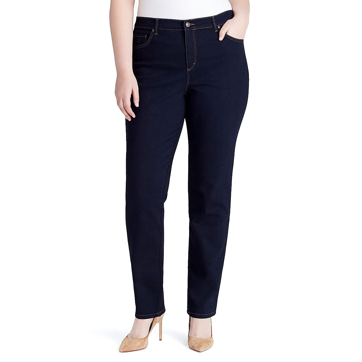 Gloria Vanderbilt Women's Classic Amanda High Rise Tapered Jean for Women - Rinse Noir 14 Short