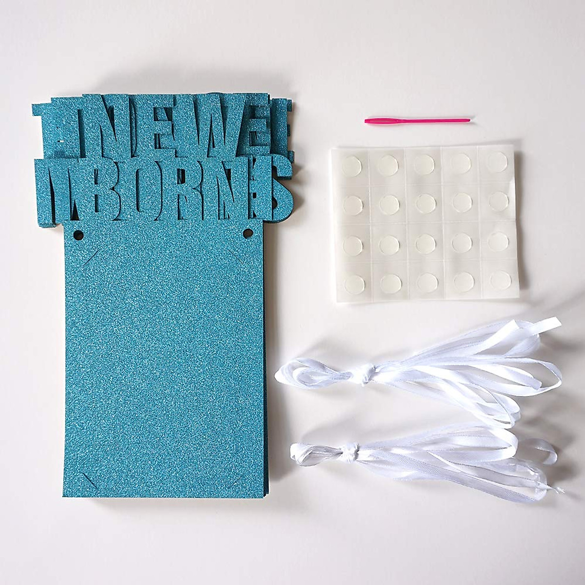 1st Birthday Photo Banner, First Birthday Party Supplies, Baby Photo Decorations from New Born to 12 Months, Blue Glitter First Birthday Bunting-Blue